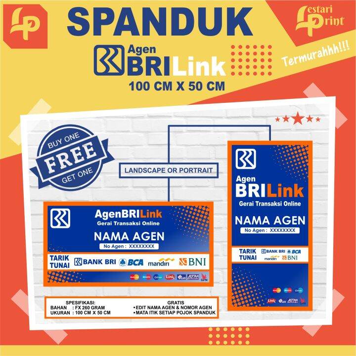 SPANDUK AGEN BRILINK BELI 1 GRATIS 1 / BUY ONE GET ONE / BANNER BRILINK ...