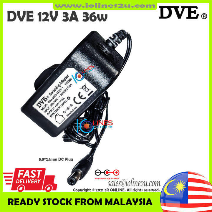DVE 230V AC to DC 12V 36W 3A DSA-36W-12 Power Adapter Supply 3000mA 2A 1A for Router Switch WIFI ...