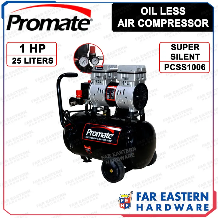 PROMATE Oil Less Air Compressor 1HP Super Silent 25Liters PCSS1006 ...