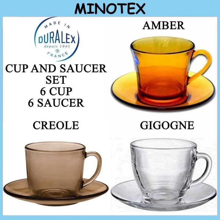 12pcs Duralex Cup and Saucer Set/Duralex Amber/Duralex Creole/Duralex ...