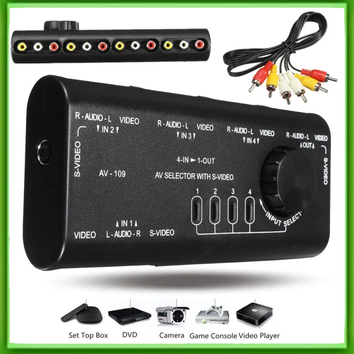 AV-109 4 In 1 Out AV RCA Switch Box AV Audio Video Switcher 4 Way ...
