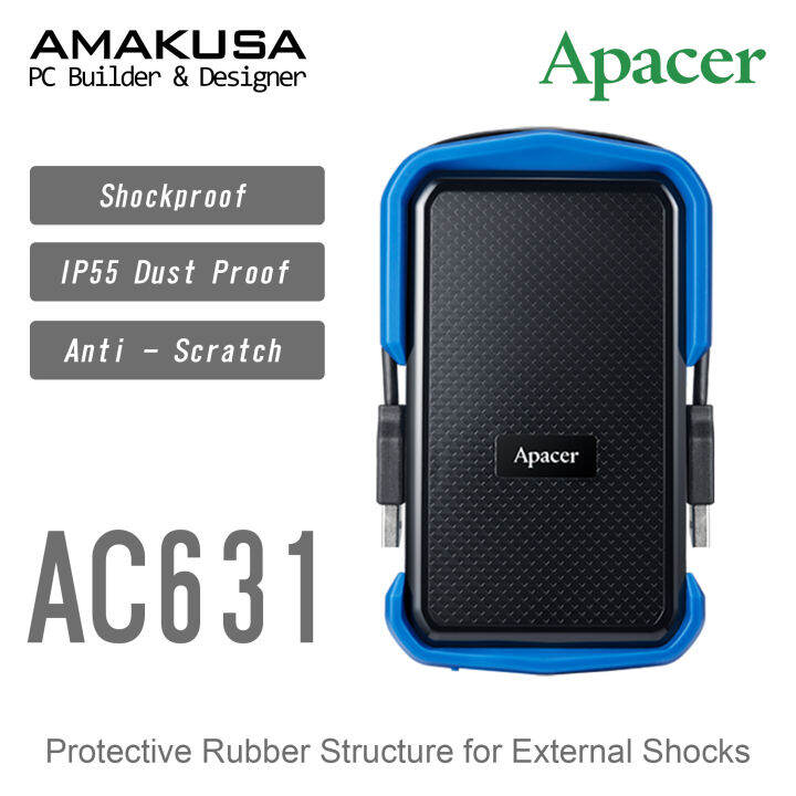 Apacer Portable External HDD AC631 1TB / 2TB Blue USB 3.2 Gen 1 ...