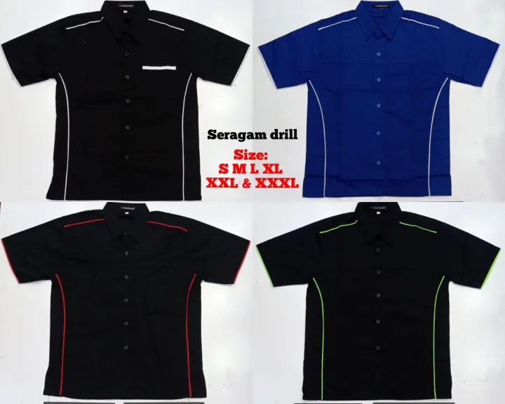 KEMEJA BAJU SERAGAM MODEL LIS FORMAL KANTOR UNISEX | Lazada Indonesia