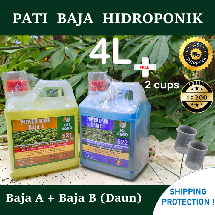 Baja A & B Hidroponik Daun 4 Liter Pekat/ Concentrated Hydroponic Nutrient Solution (leave ...