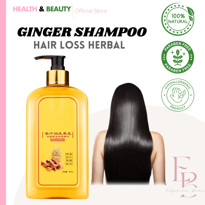 100% (500ML) Original Natural Ginger Shampoo for Hair Loss Herbal ...