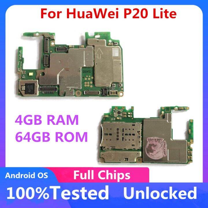 100 Unlocked Logic Board For HuaWei P20 Lite Motherboard Original Main ...