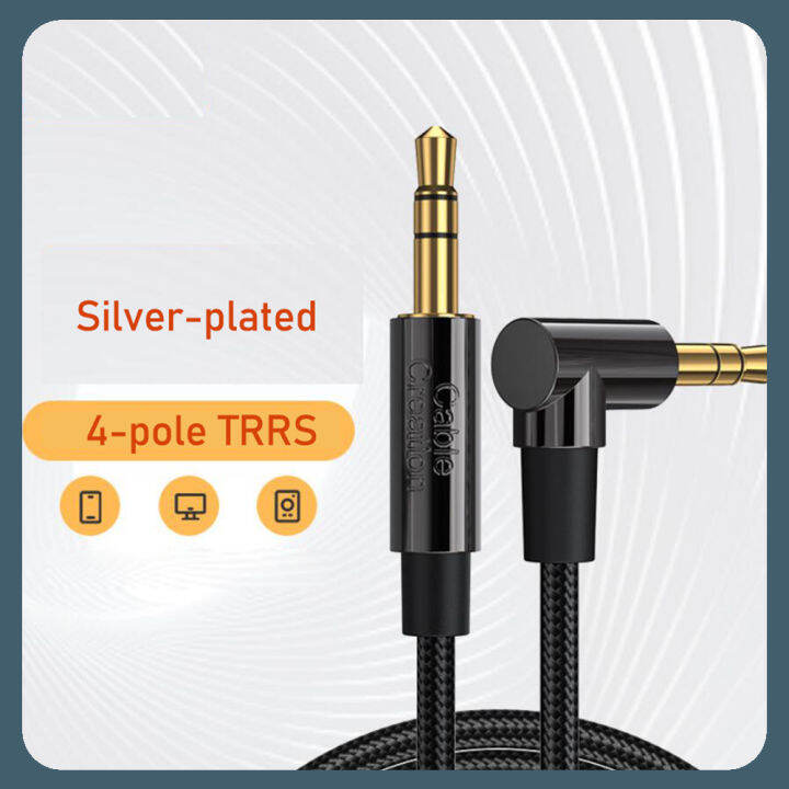 4-pole 3.5mm headphone Extension cable Right Angle TRRS Audio cable ...