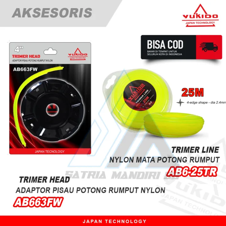 Paket Red Fox trimer head dan trimer line (set snar potong rumput ...
