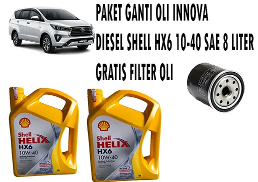 Paket Oli Mobil SHELL HELIX HX6 10W-40 8 Liter TOYOTA HILUX DIESEL ...