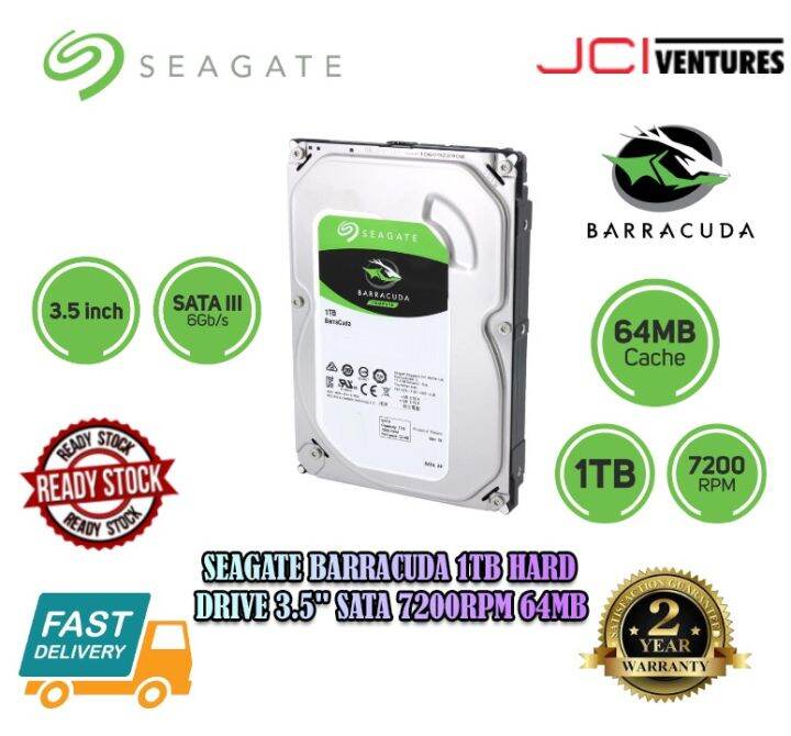 SEAGATE BARRACUDA 1TB HARD DRIVE 3.5" SATA 7200RPM 64MB | Lazada