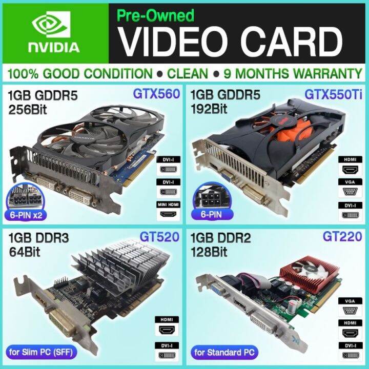 Graphics Card GTX560 GTX550Ti GT520 GT220 (1GB/512mb) / Video Card for ...