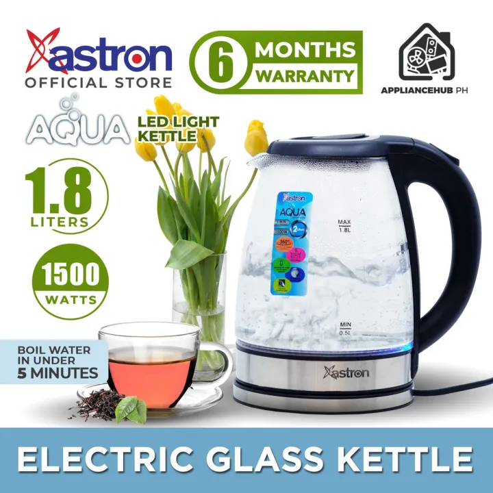 electric kettle Astron AQUA Electric Glass Kettle with LED Light (1.8L ...