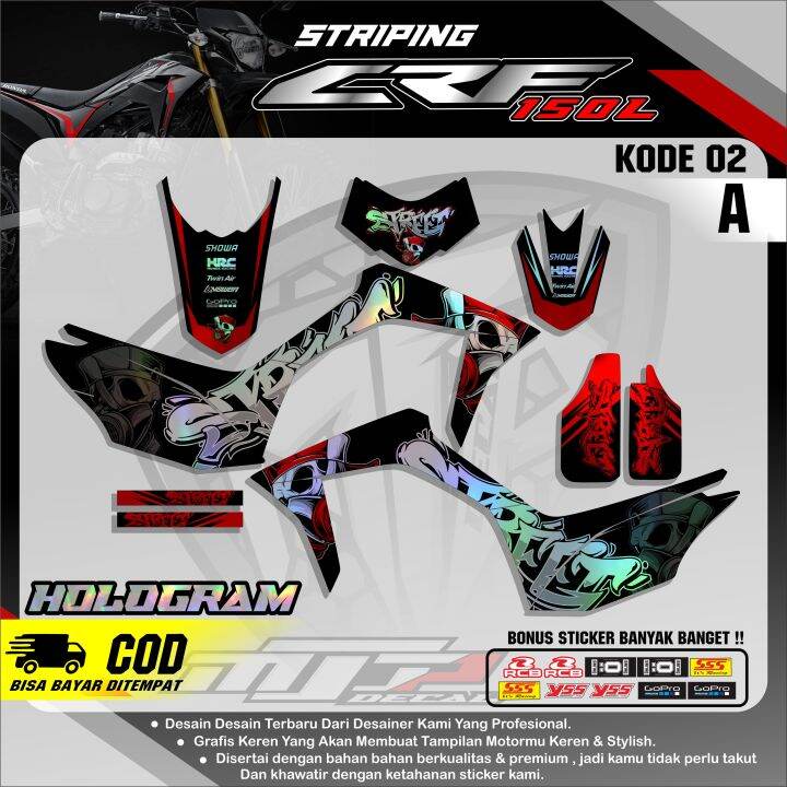 (PALING DICARI) Sticker DECAL HOLOGRAM PELANGI CRF - Sticker Lis ...
