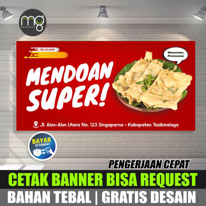 Spanduk jualan mendoan / banner warung aneka gorengan dengan Desain ...