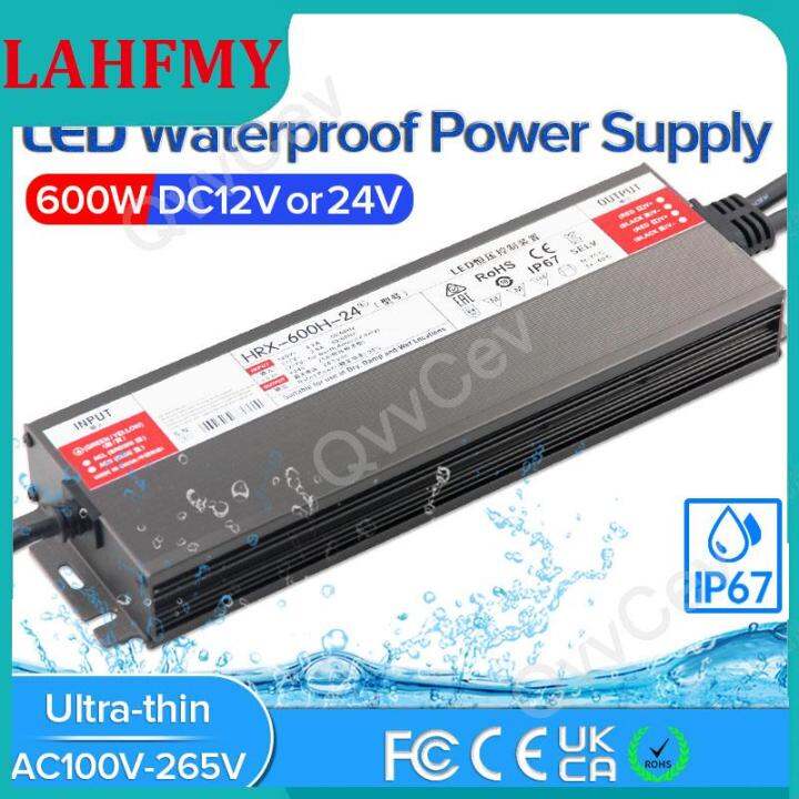 QHFLA 600W LED Driver DC12V 24V IP67 Waterproof Lighting Transformers ...