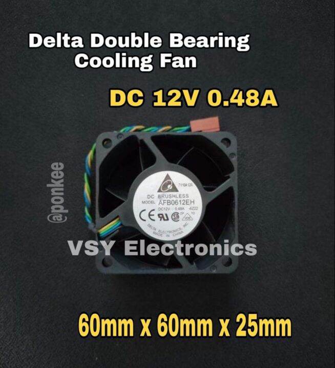 Original Delta Double Bearing Cooling Fan DC 12V 0.48A 60mm x 60mm x 25mm Blower Computer Fan ...