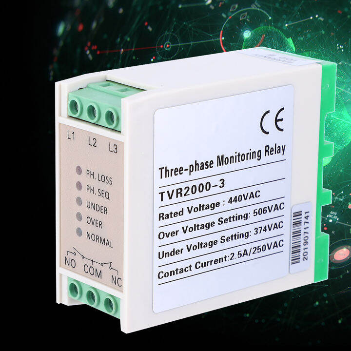 TVR2000-3 440VAC Over & Under Voltage Failure Phase Sequence Protector 3 Phase Power Supply ...