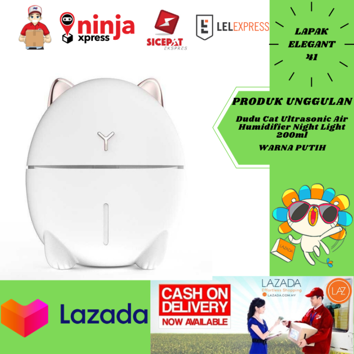 BISA COD Dudu Cat Ultrasonic Air Humidifier Night Light 200ml ...