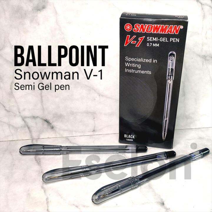 12pc Pulpen Snowman V1 Semi Gel Pen Hitam 0.7mm | Lazada Indonesia