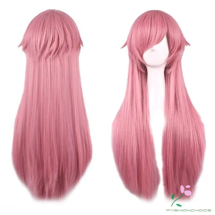 ♡FC♤ 80cm Long Straight Anime Wig Mirai Nikki Synthetic Pink Hair Wigs ...