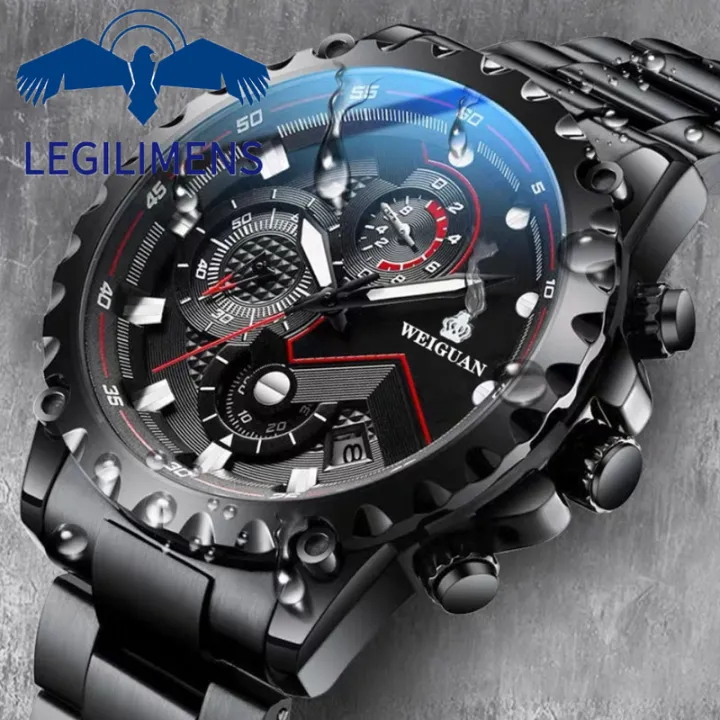 LEGILIMENS ผู้ชายนาฬิกาใส่เล่นกีฬาแบบไม่เป็นทางการ Multi-Dial นาฬิกา ...