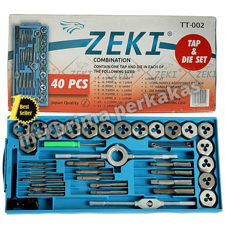 ZEKI Hand Taps And Dies Set 40 Pcs Tap Set dan Snei 40Pcs ZEKI TT-002 ...