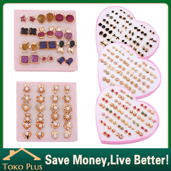 Anting Drop Set 36 Anting Tusuk Berbagai Bentuk Women Earrings Set ...