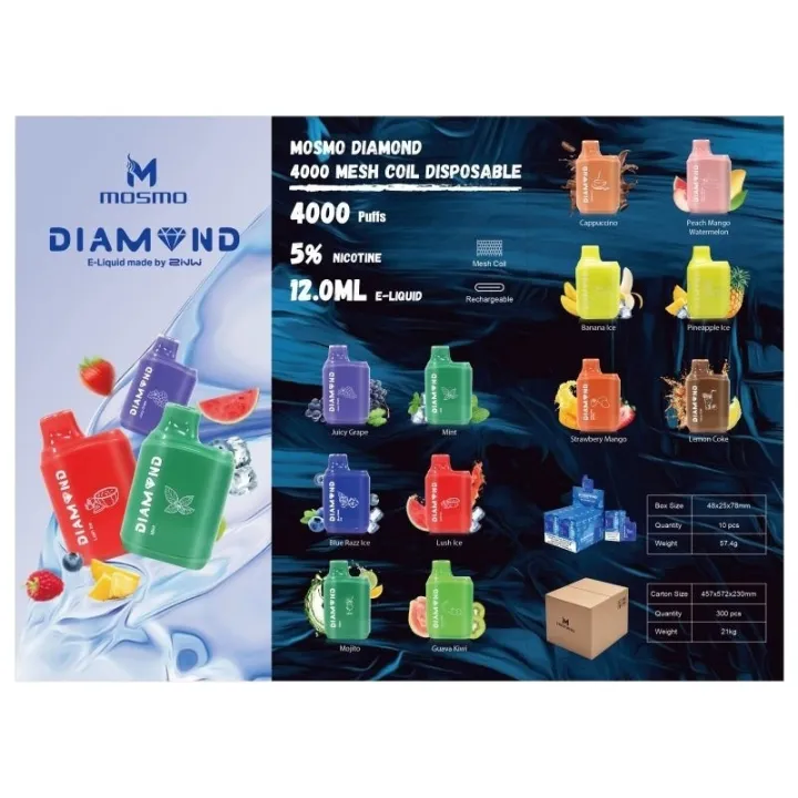 Mosmo Diamond High 4000 Puffs Mesh Disposable Ecig 15 Flavors - Legit ...
