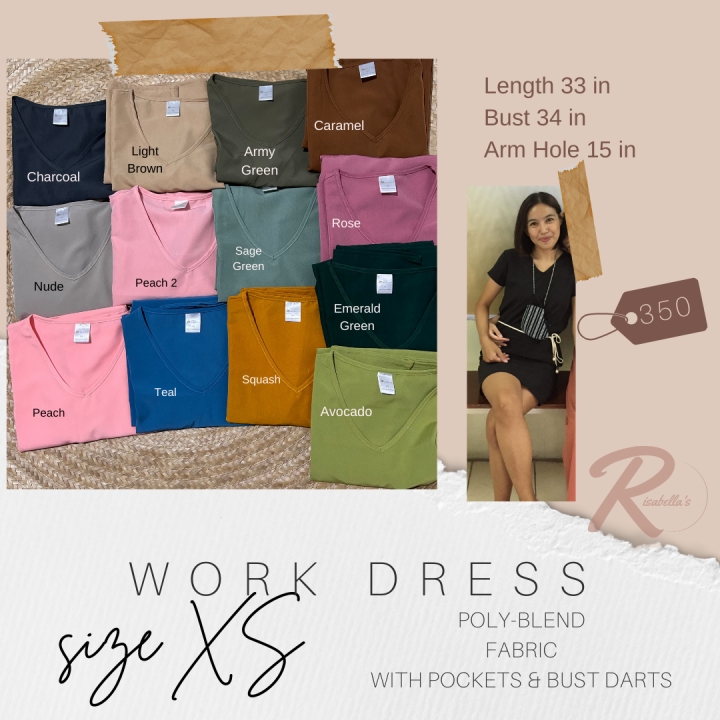 HTP Work Basics V-neck Dress with Pockets - Polyblend Fabric | Lazada PH
