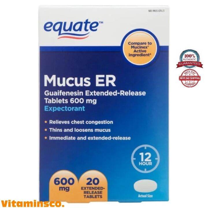 Equate Mucus ER Extended-Release Tablets Expectorant (20 count) | Lazada PH
