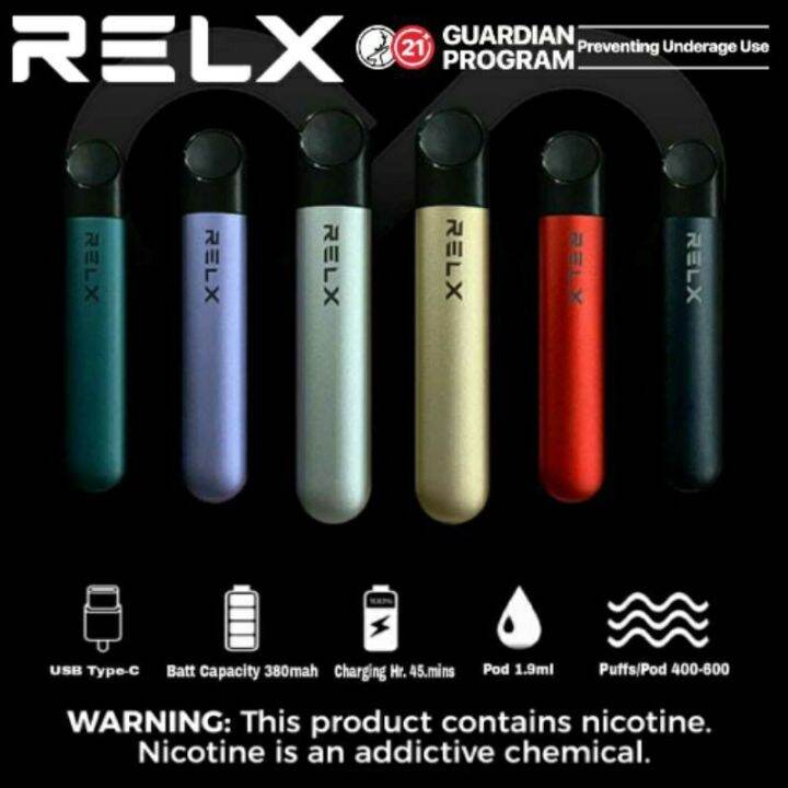 RELX Infinity device kit vape 8 color+free pod + transparent case ...