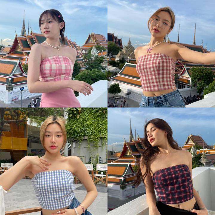 Barbie Tube by Sistersfabric เกาะอกลายสก้อตเก็บทรงสวย | Lazada.co.th