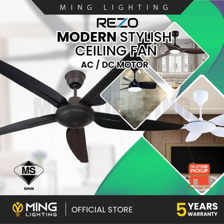 (Sirim) REZO Ceiling Fan Kipas Siling MY56 AC DC Motor Remote Control ...