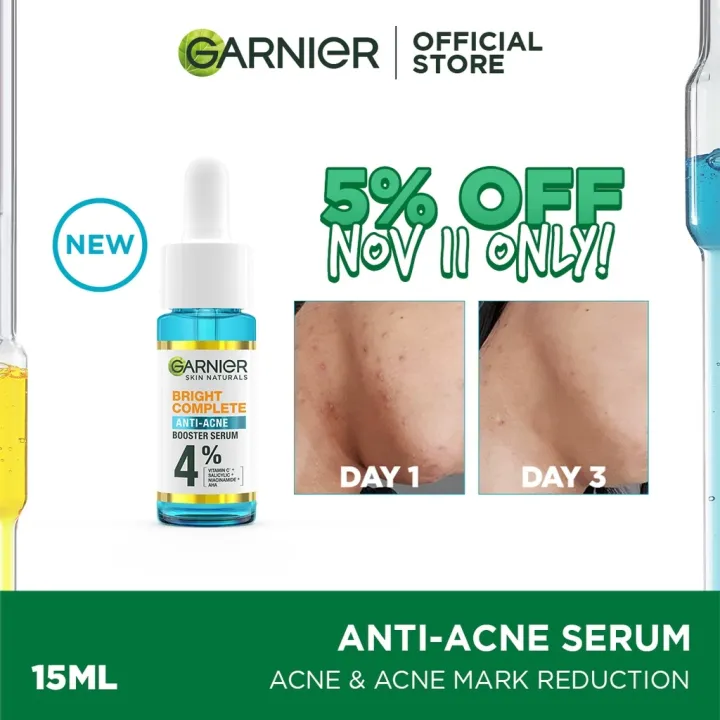 NEW Garnier Bright Complete Anti Acne Serum 15ML w/ Niacinamide ...