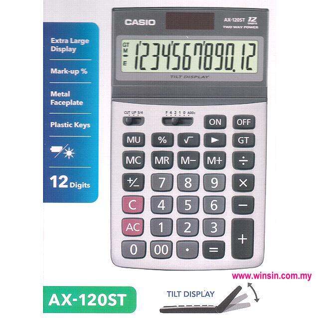 CASIO DESKTOP CALCULATOR - * AX-120ST * .12 Digit Extra Large display-Larger display makes more ...