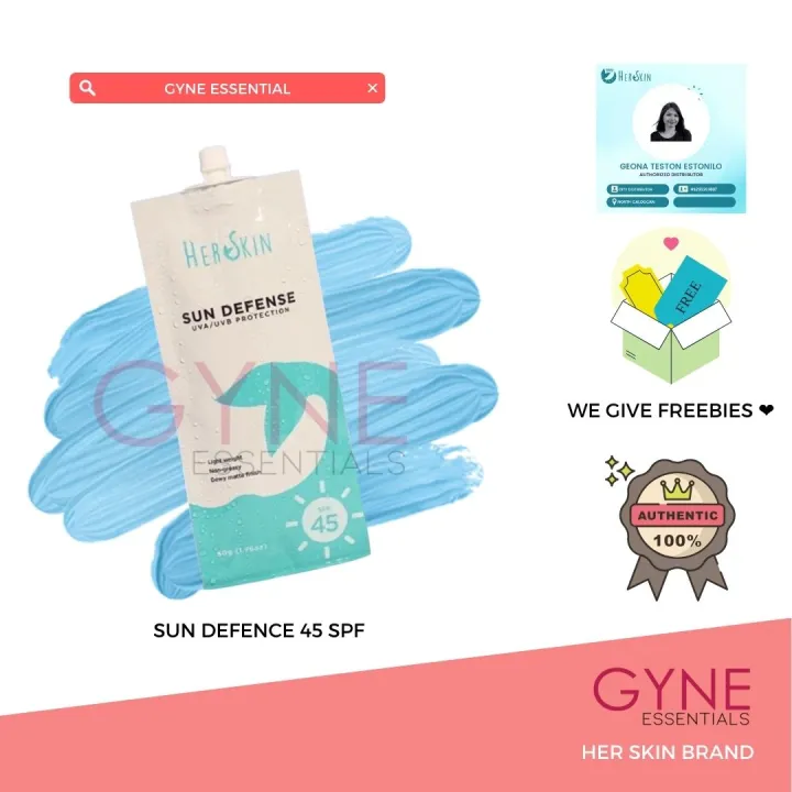 GYNE HerSkin Sun Defense 50g (SPF 45) Sunscreen Small 20g (SPF 30) by ...