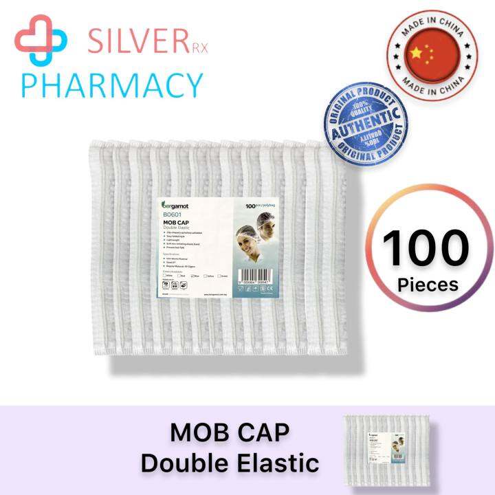 MOB Cap Double Elastic [100's/Polybag] [White/Blue] | Lazada