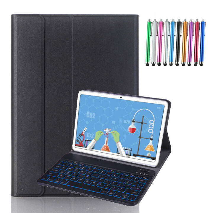 Auto Sleep Wake UP PU Leather Case Built-in 7 Colors Backlit Keyboard ...