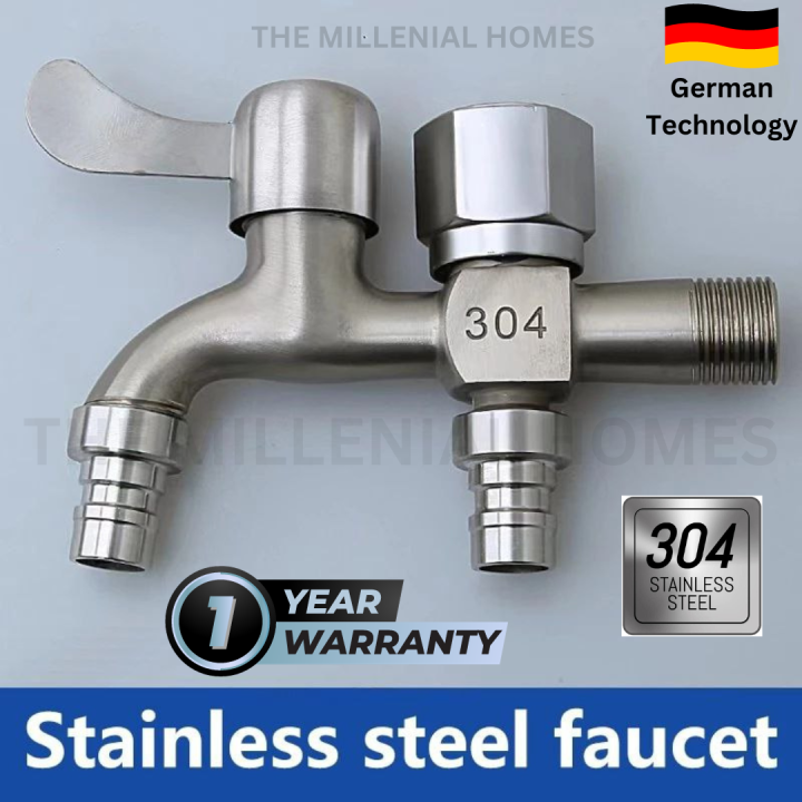 Best Seller 304 Stainless Steel 2 Way Faucet Bibcock Faucet 1 in 2 out ...
