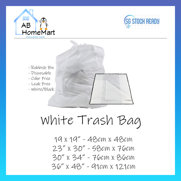 💯 [SG STOCK] - WHITE / TRANSPARENT Trash Bag | Rubbish Bag | Disposable ...