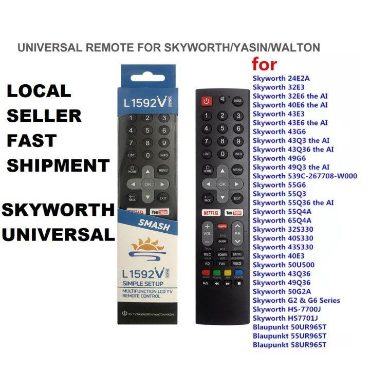 UNIVERSAL FOR ALL Skyworth Coocaa Android Smart TV Remote With Netflix ...