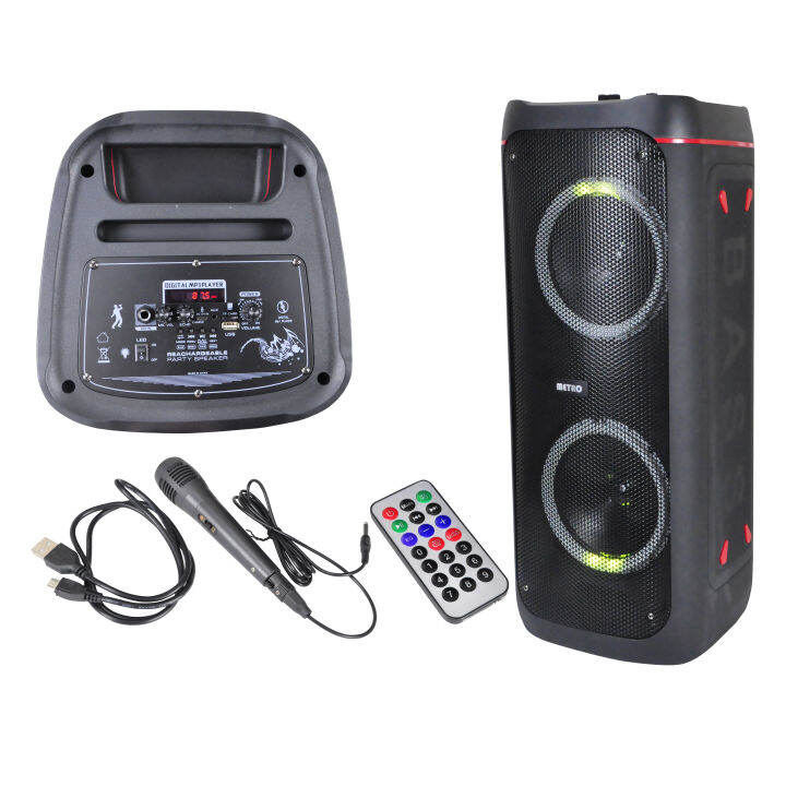 METRO by Winland 8 inch x 2 Party Box Dual Speaker with lights MA-2810 ...