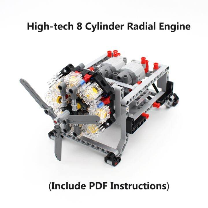 MOC High-tech 8 Cylinder Radial Engine with Small Rotor Blade Model ...
