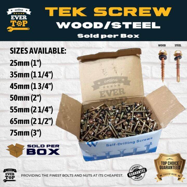TEK SCREW FOR WOOD STEEL (SOLD PER BOX) text screw tex screw tekscrew ...
