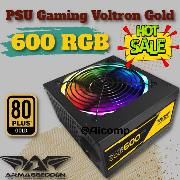 Power Supply Armaggeddon 600Watt RGB Voltron Gold 80+ Garansi 10 Tahun 80Plus 80 plus Pure Power ...