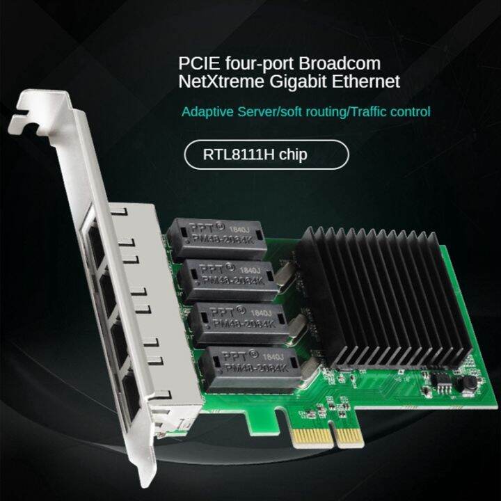 PCI-E 4 Port Gigabit Network Card PCI-E RTL8111H Chip 10/100/1000Mbps ...