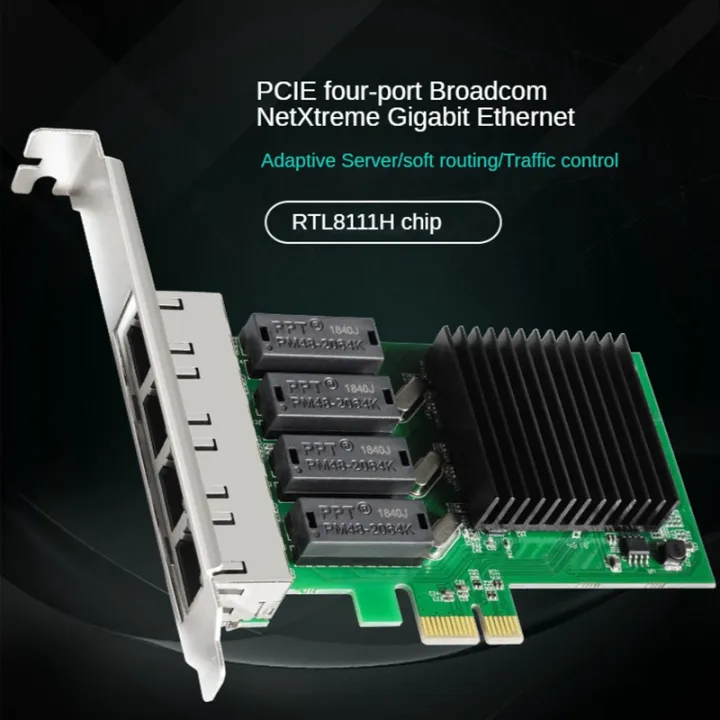 PCI-E 4 Port Gigabit Network Card PCI-E RTL8111H Chip 10/100/1000Mbps ...