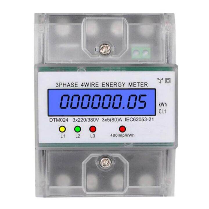 3 Phase 4 Wire Energy Meter 220/380V 5-80A Energy Consumption KWh Meter ...