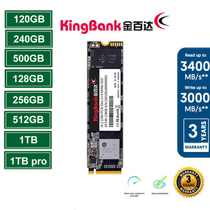Kingbank KP230 SSD 128GB 256GB 512GB 1TB 2TB พร้อมแคชภายในโซลิดสเตทไดร ...