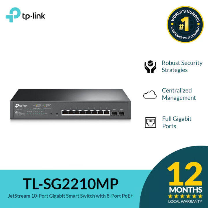 Tp-link SG2210MP jetstream 10-port gigabit smart switch with 8-port POE ...